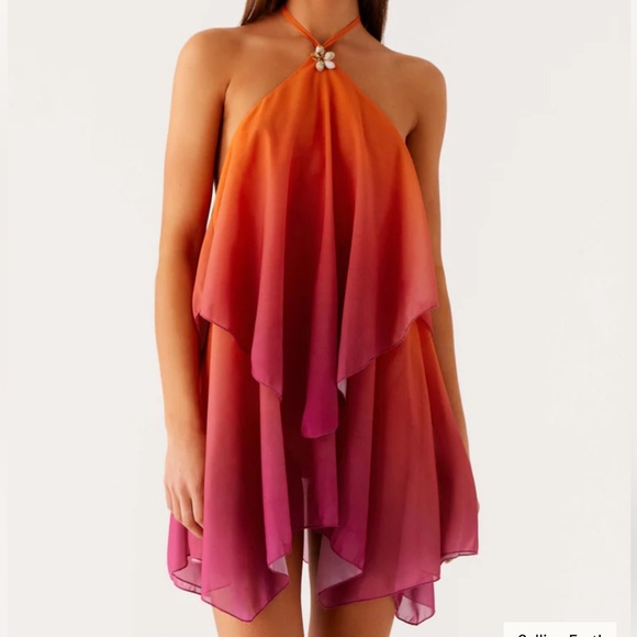 Peppermayo | Dresses | Peppermayo Orange To Pink Ombre Halter Mini ...